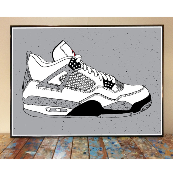 LETMEDRAWYOURPICTURE | Shoes | 1x17 Air Jordan 4 White Cement Drawing ...